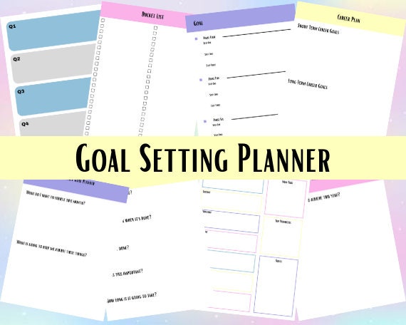 Digital Goal Setting Planner Printable PDF Goal Templates - Etsy