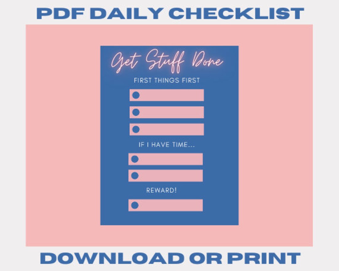 Get Stuff Done, Digital to Do List Template, A4 A5 Letter Sizes, Simple ...