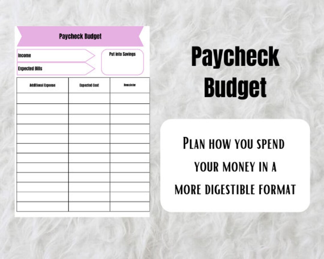 Digital Paycheck Template Printable Weekly Biweekly Budget - Etsy