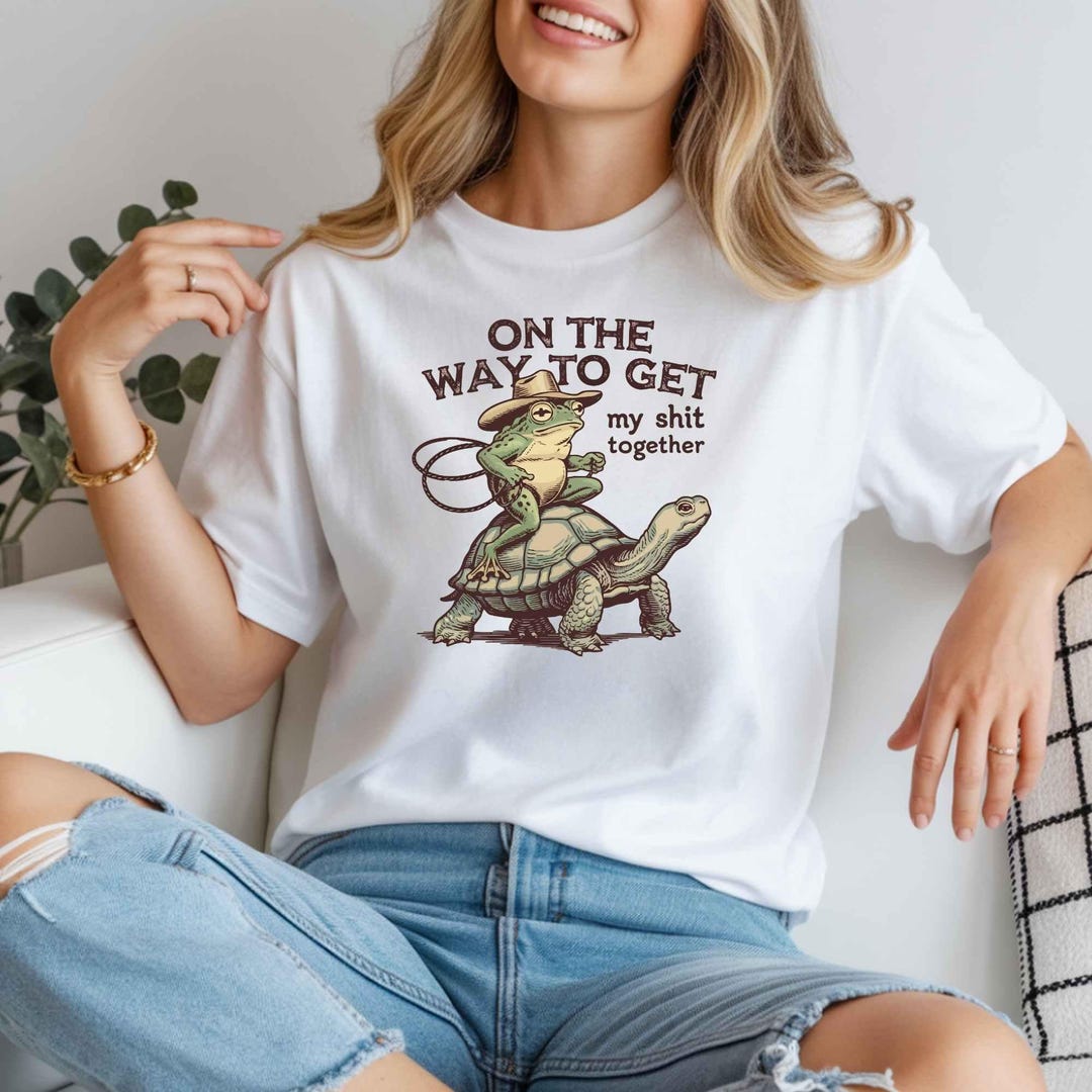 On the Way to Get My Shit Together Turtle Riding Tortoise Tee | Funny ...