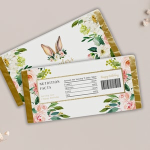 Bunny Chocolate Bar Wrapper Template, 1st Birthday Party Favors, Candy ...