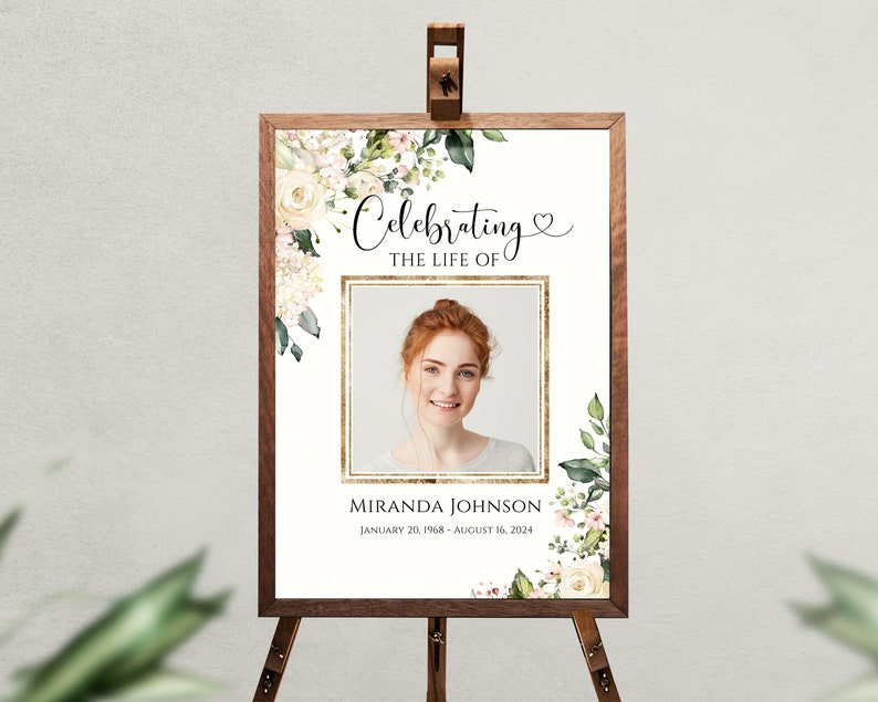 Funeral Welcome Sign, Funeral Memorial Sign, Celebrating of Life Poster ...