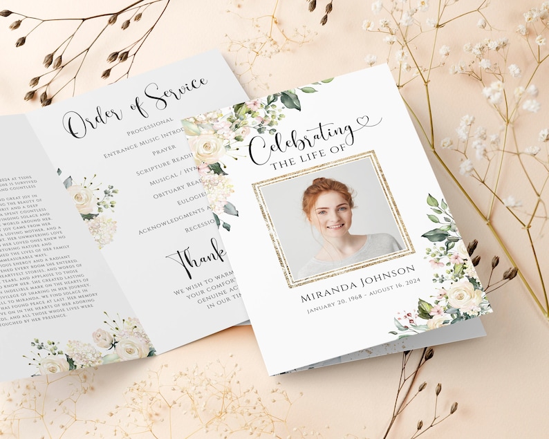 Editable Funeral Program Template, Memorial Program, Celebrating of ...