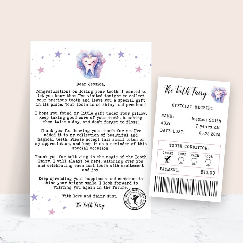 Tooth Fairy Letter and Tooth Fairy Receipt, Editable Tooth Fairy ...