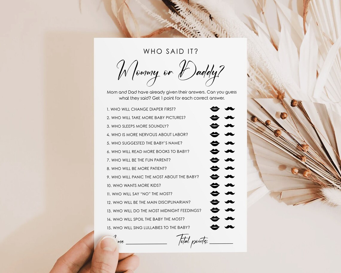 Guess Who? Baby Shower Game: Mommy or Daddy (instant Download) - Etsy