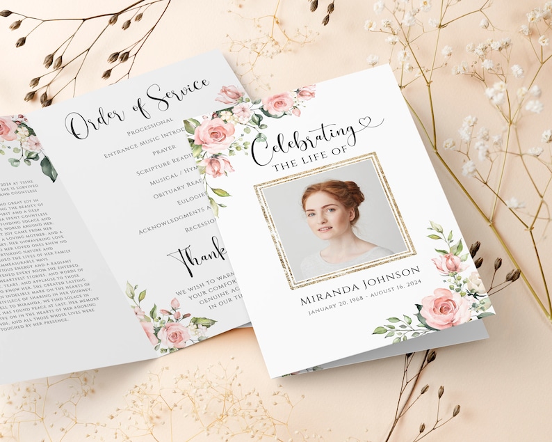 Editable Funeral Program Template, Memorial Program, Celebrating of ...