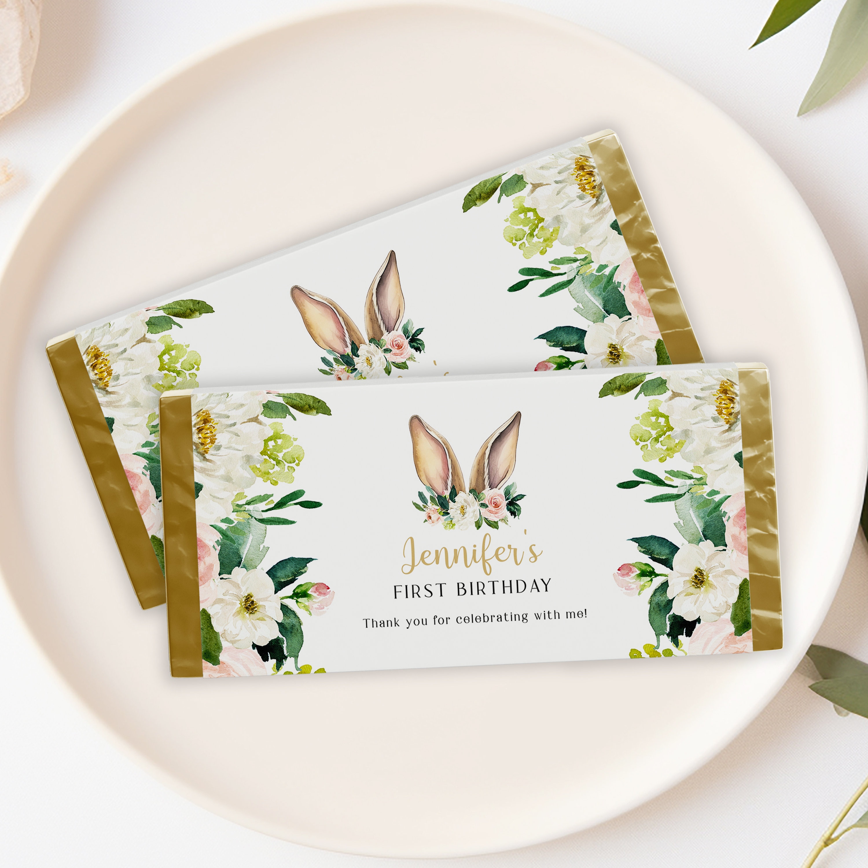Bunny Chocolate Bar Wrapper Template, 1st Birthday Party Favors, Candy ...