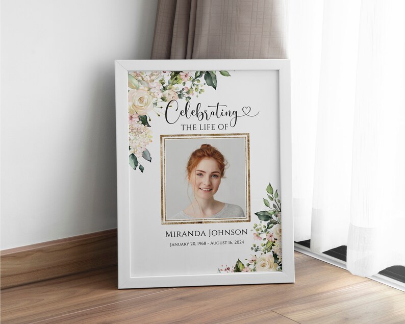 Funeral Welcome Sign, Funeral Memorial Sign, Celebrating of Life Poster ...
