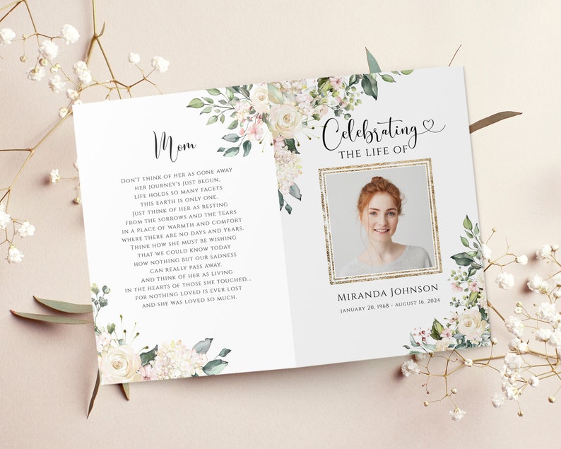 Editable Funeral Program Template, Memorial Program, Celebrating of ...