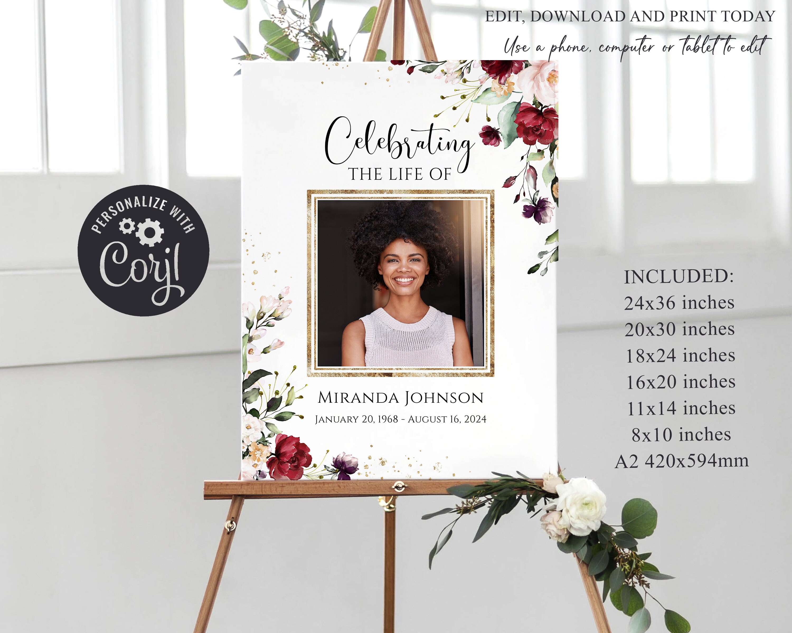 Funeral Welcome Sign Template, Funeral Memorial Sign, Celebrating of ...