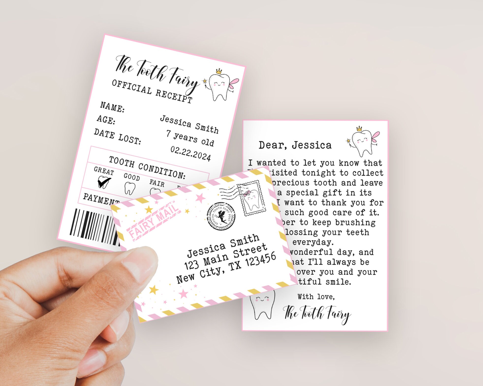 Tooth Fairy Letter and Tooth Fairy Receipt, Mini Tooth Fairy Set With ...
