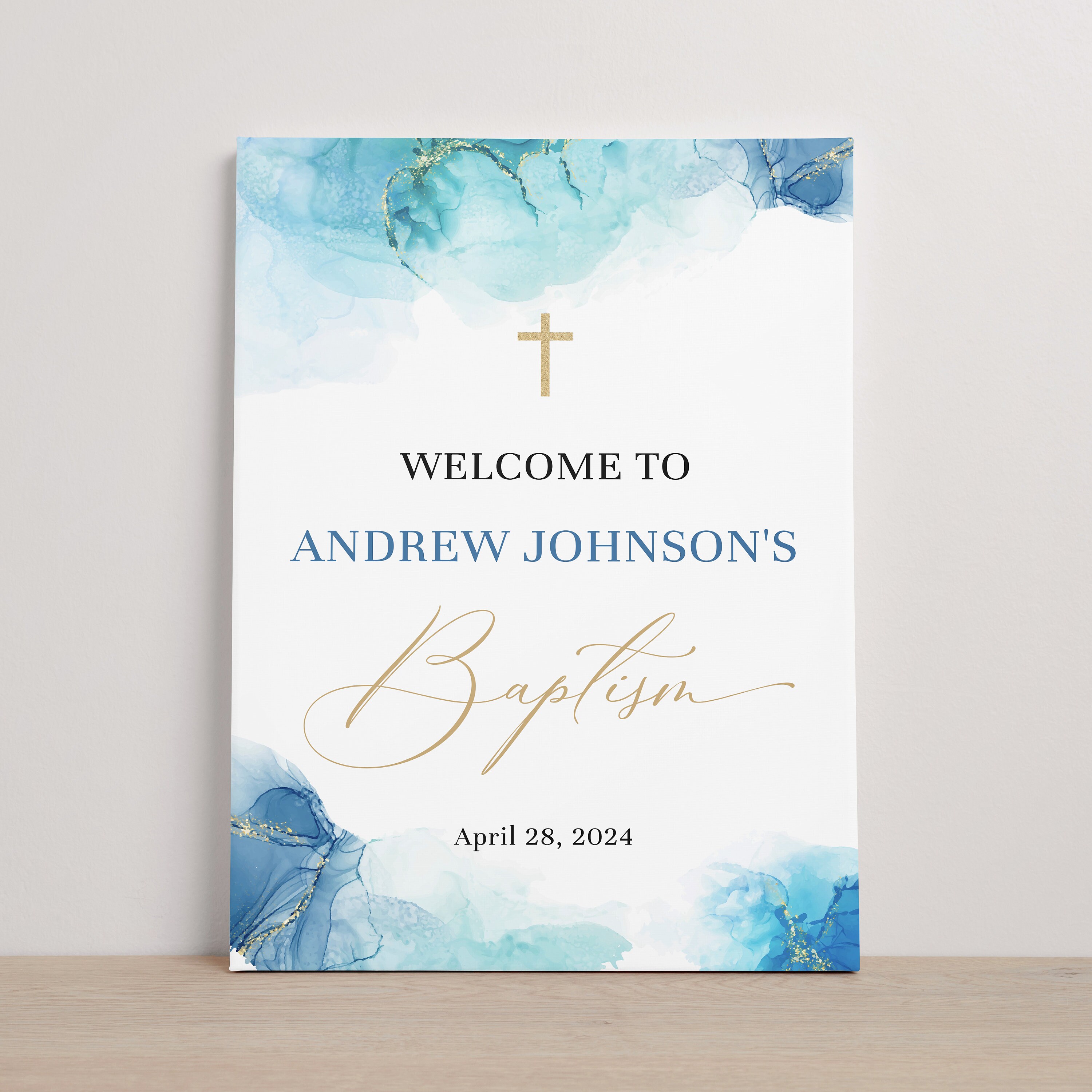 Baptism Welcome Sign Template for Boy, Christening Welcome Sign, First ...