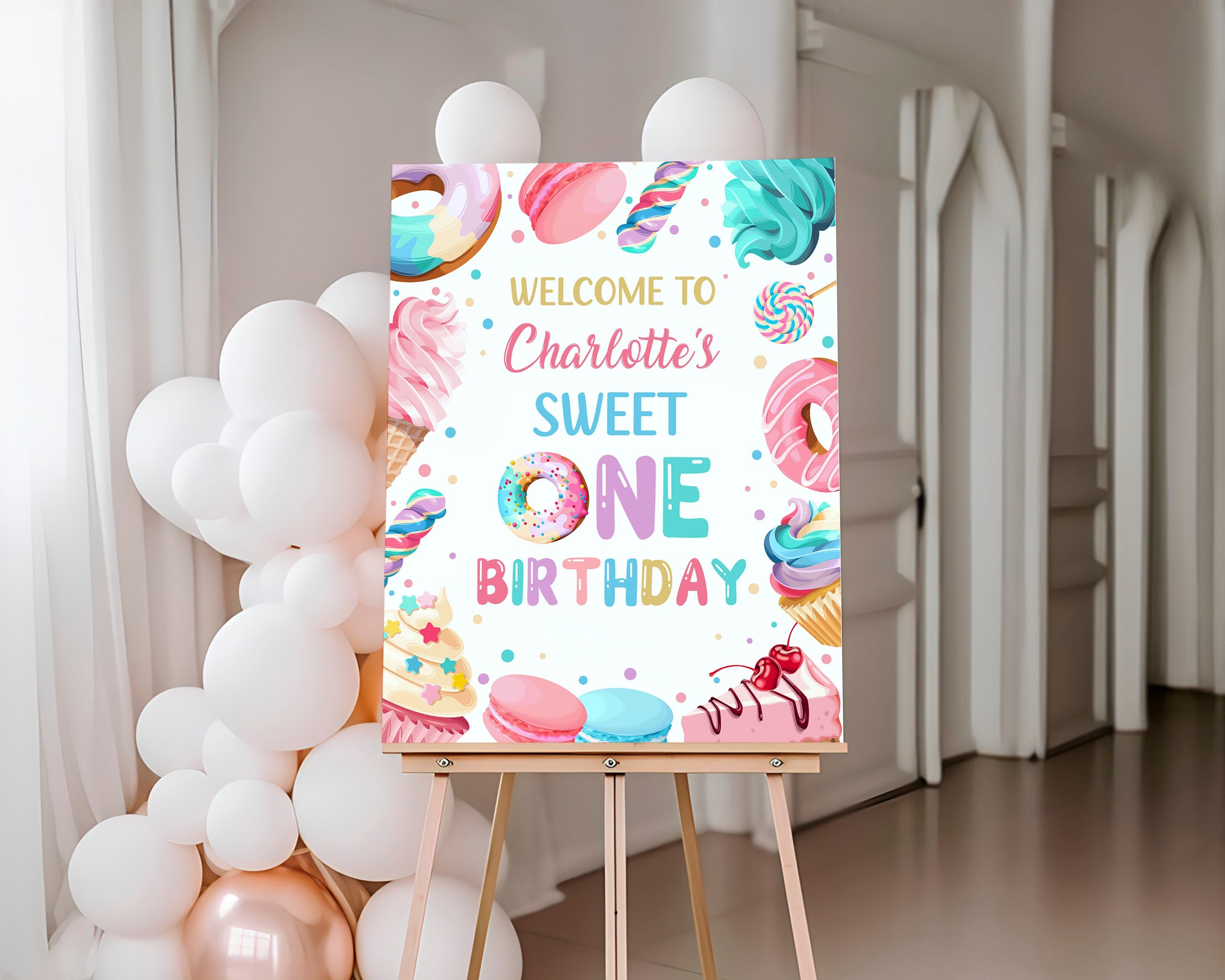 Sweet One Birthday Welcome Sign 1st Birthday Welcome Poster Dessert ...