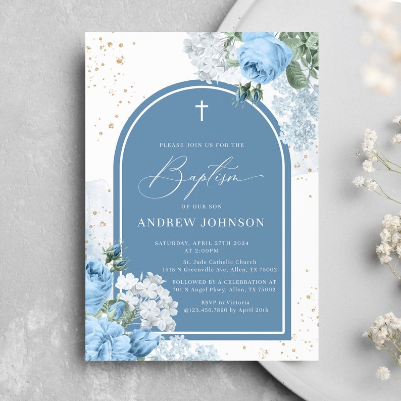Baptism Invitation Template, Baptism Invitation Boy, Christening ...