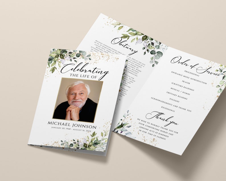 Editable Funeral Program Template: Celebration of Life (digital ...