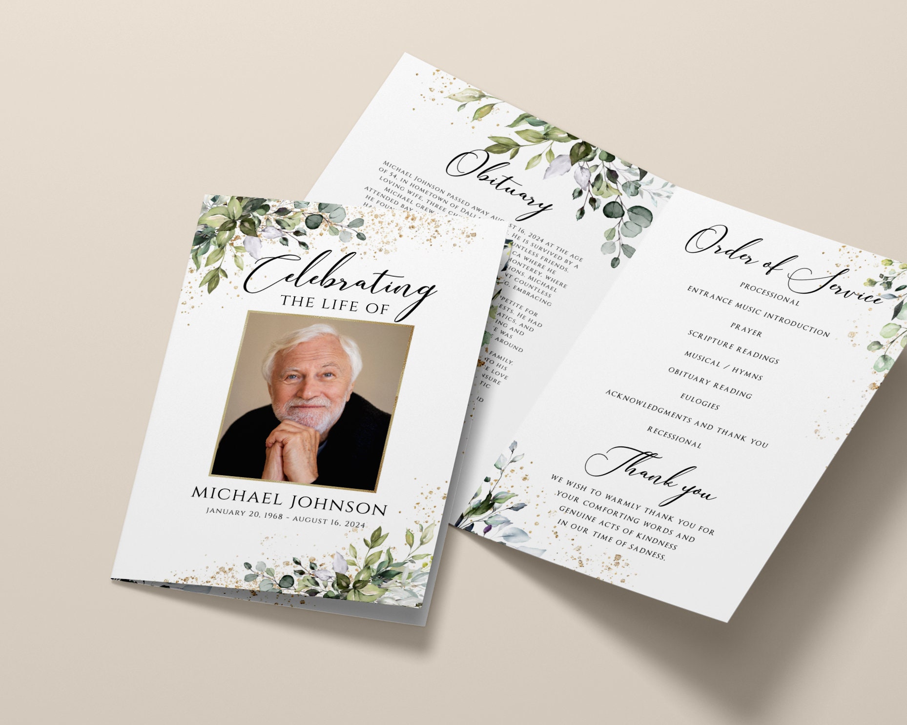 Editable Funeral Program Template: Celebration of Life (digital ...