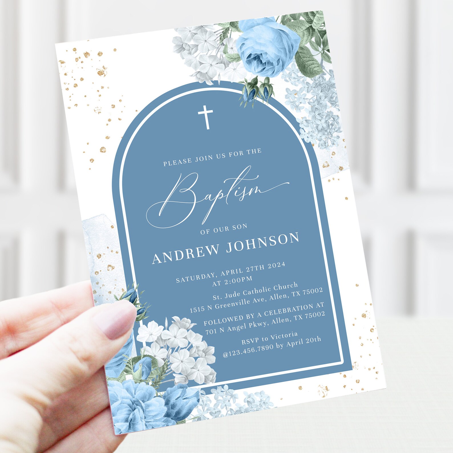 Baptism Invitation Template, Baptism Invitation Boy, Christening ...