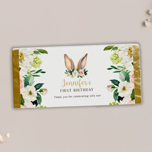Bunny Chocolate Bar Wrapper Template, 1st Birthday Party Favors, Candy ...