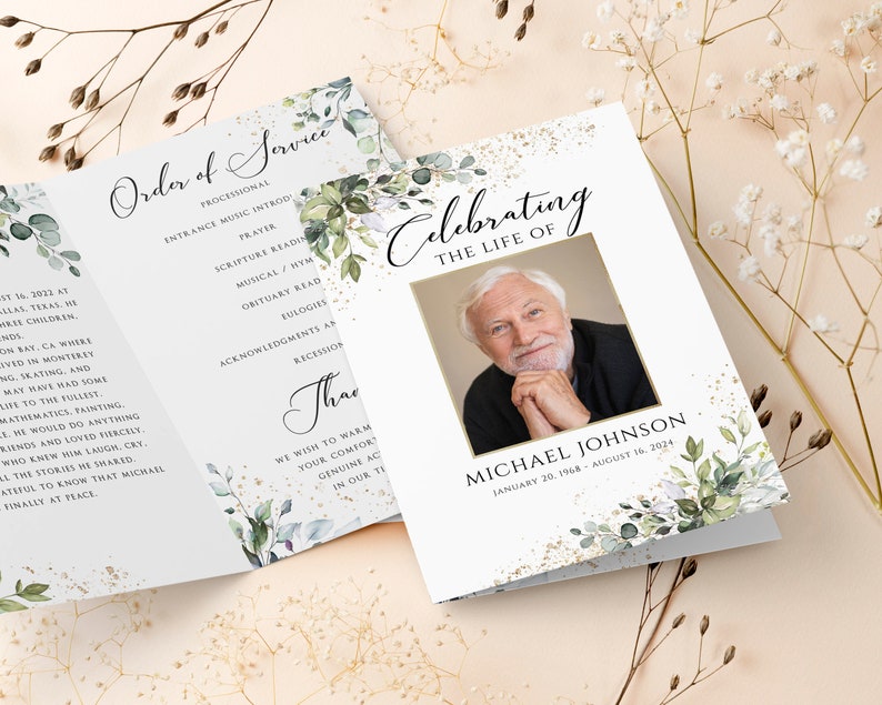 Editable Funeral Program Template: Celebration of Life (digital ...