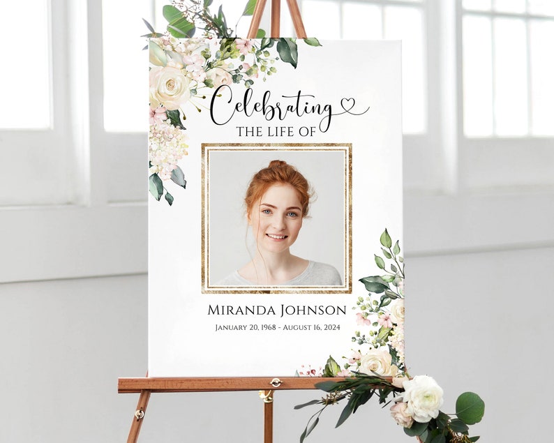 Funeral Welcome Sign, Funeral Memorial Sign, Celebrating of Life Poster ...