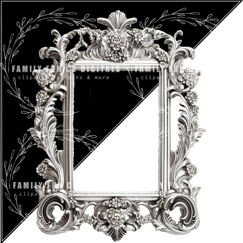 Silver Frame, Clip Art, 12 Images, 300 Dpi JPG and PNG Transparent ...