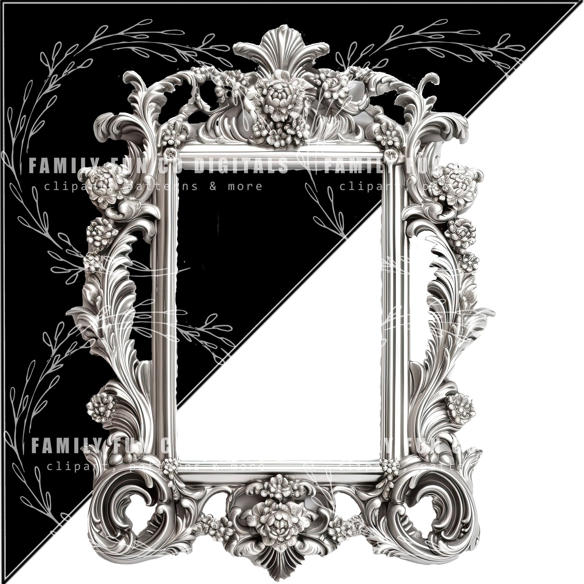 Silver Frame, Clip Art, 12 Images, 300 Dpi JPG and PNG Transparent ...