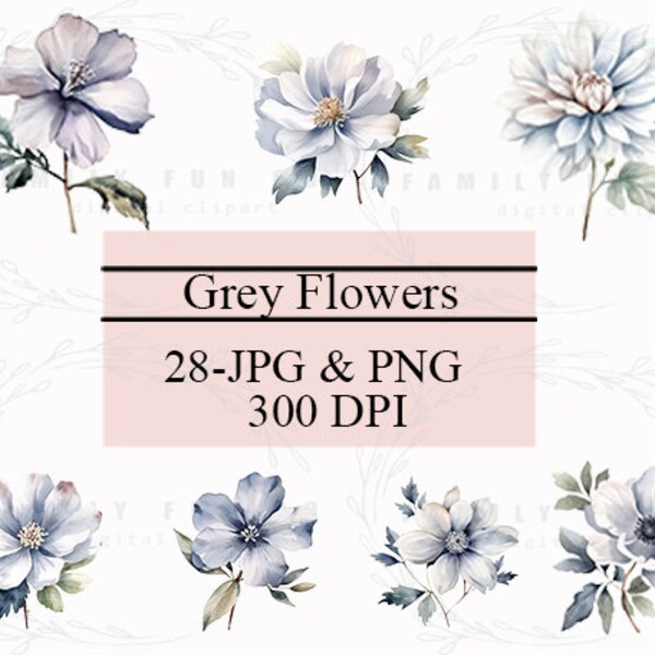 Gray Flowers - Etsy