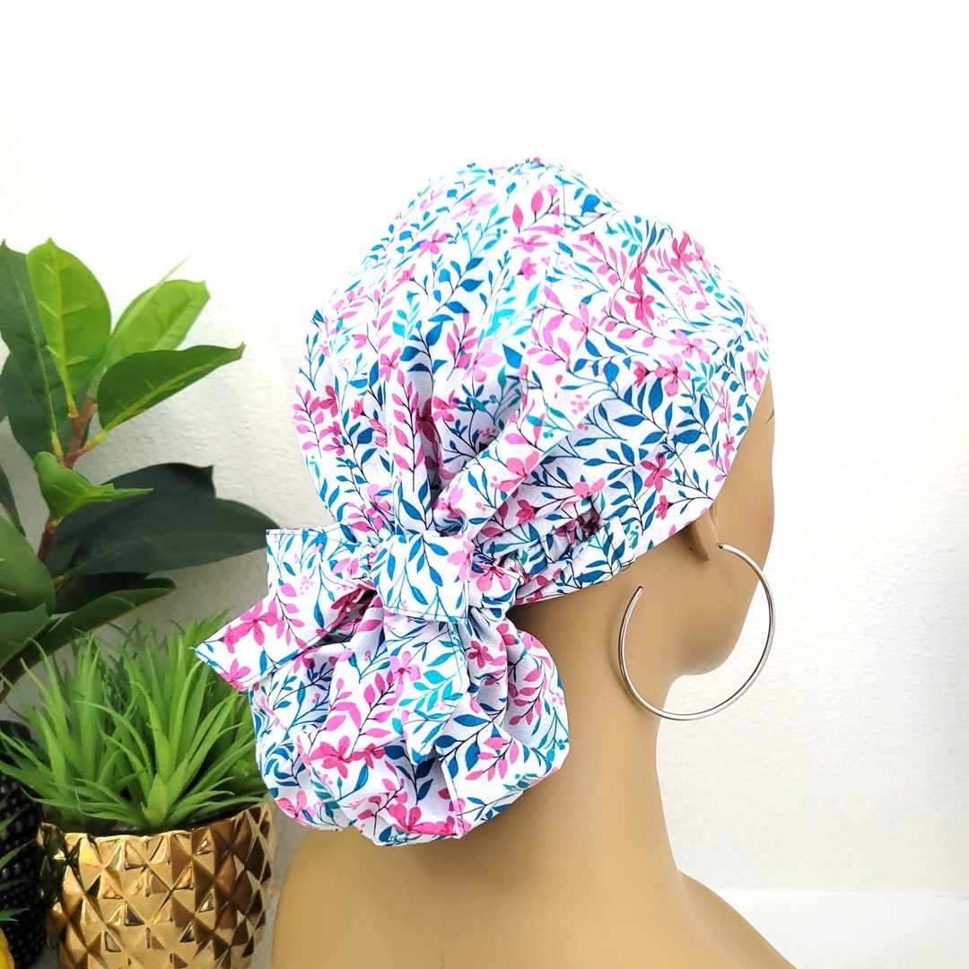 Protect Hair W/satin Lined Ponytail Scrub Cap, Buttons Option,size ...