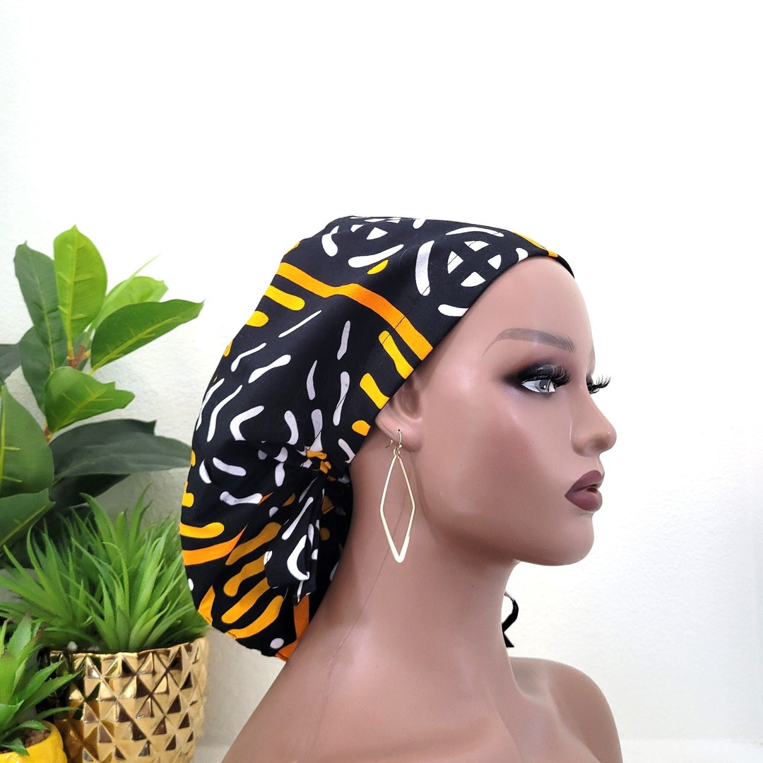 Satin Lined Ponytail Scrub Cap: Cotton Nurse/doctor Hat Protect Hair ...