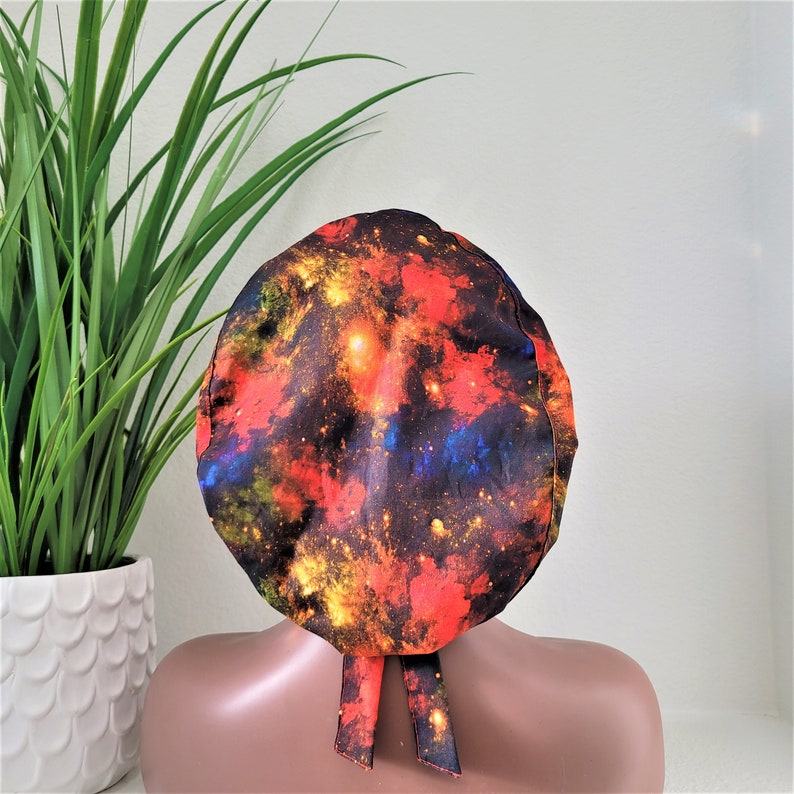 Galaxy Satin-lined Ponytail Scrub Cap: Nurse/surgical Hat Protect Hair ...