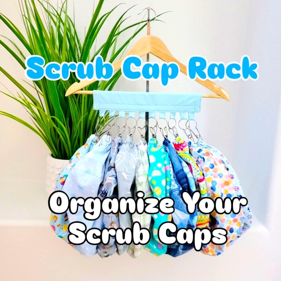 Grab and Go, Scrub Cap Rack Holds up to 10 Scrub Caps, Clothes Hanger ...