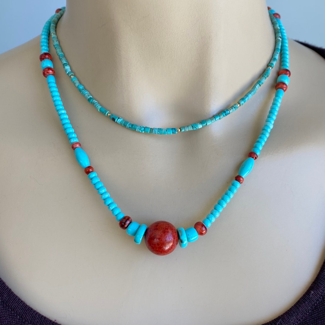 Knotted Turquoise-campitos Turquoise-coral-red Spiny Oyster-turquoise ...