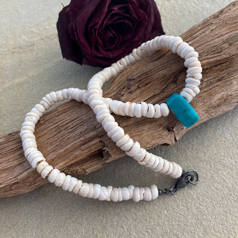 Natural Puka Shell Necklace With Sleeping Beauty Pendant-handmade ...
