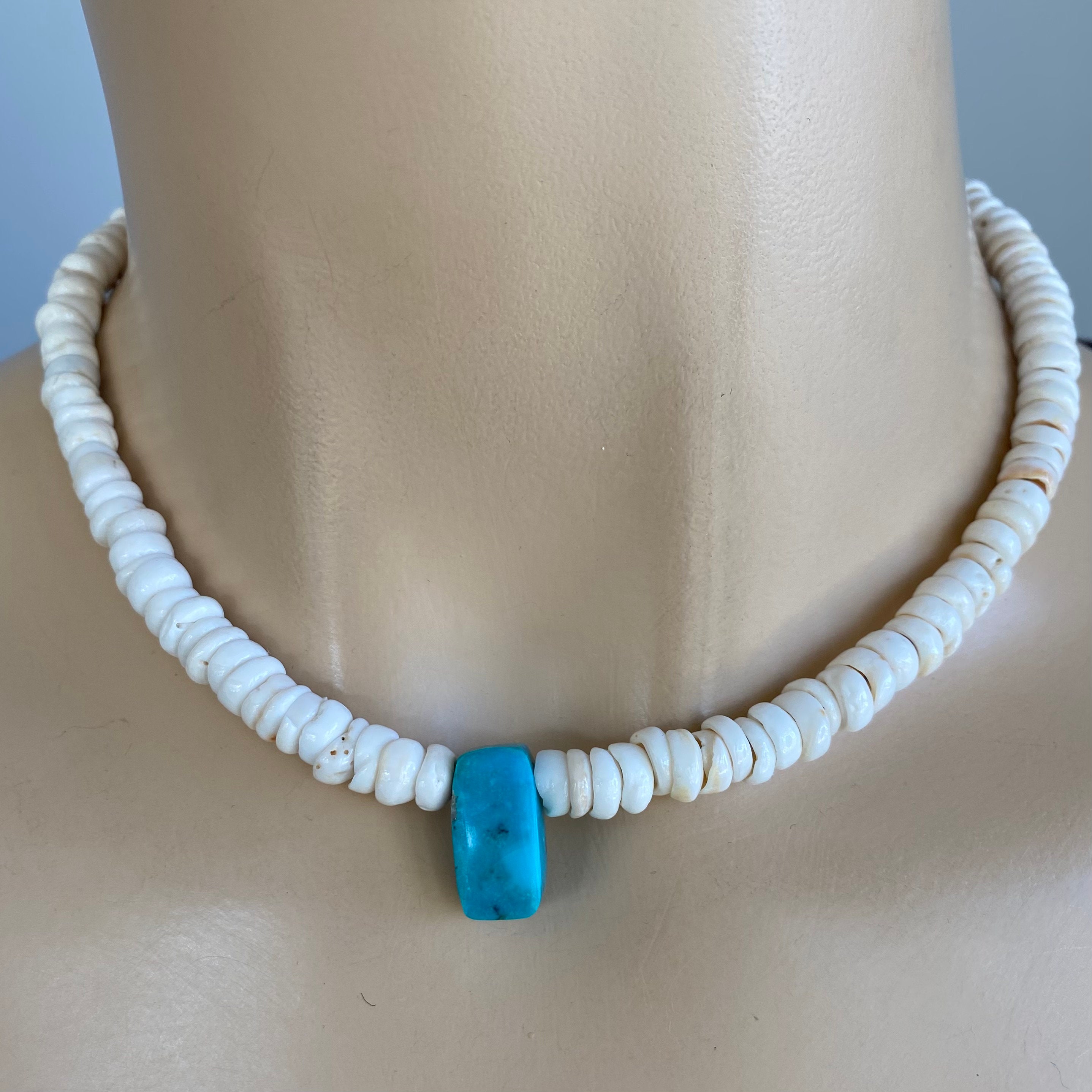 Natural Puka Shell Necklace With Sleeping Beauty Pendant-handmade ...