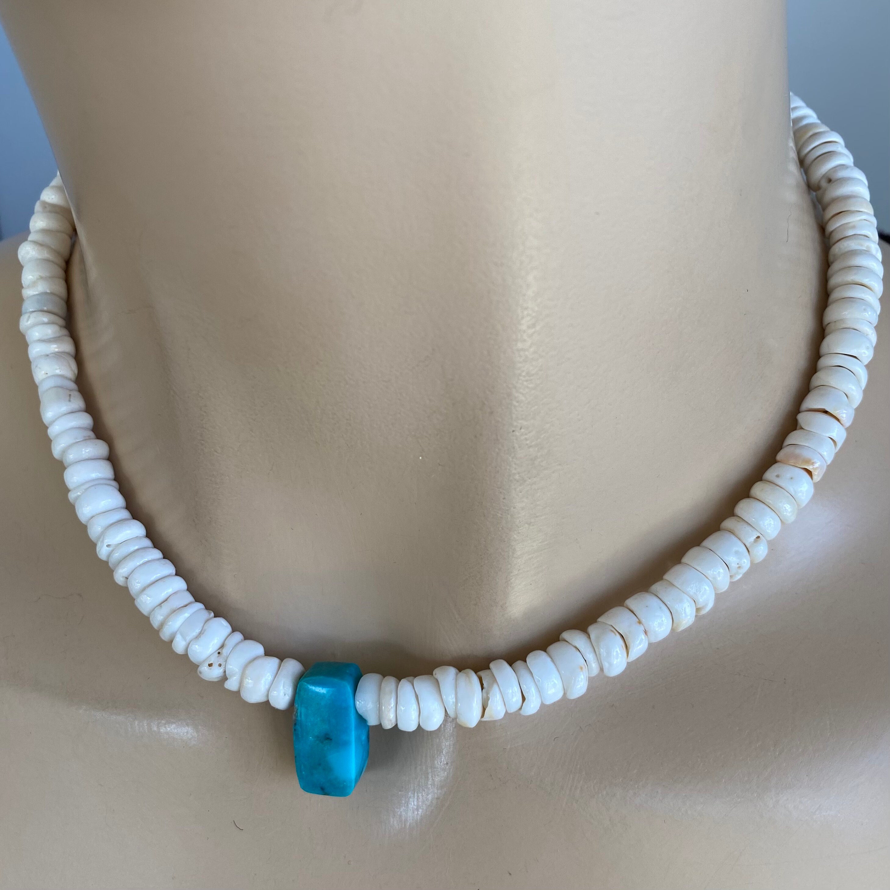 Natural Puka Shell Necklace With Sleeping Beauty Pendant-handmade ...