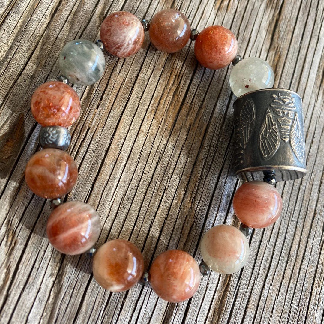 Anne Choi Cicada-rare Smooth Round Arusha Sunstone-hematite-stretchy ...