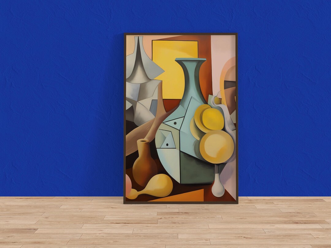 Geometric Still Life - Cubist Inspired Art With Muted Palette, Modernist Home Decor, Immersive ...