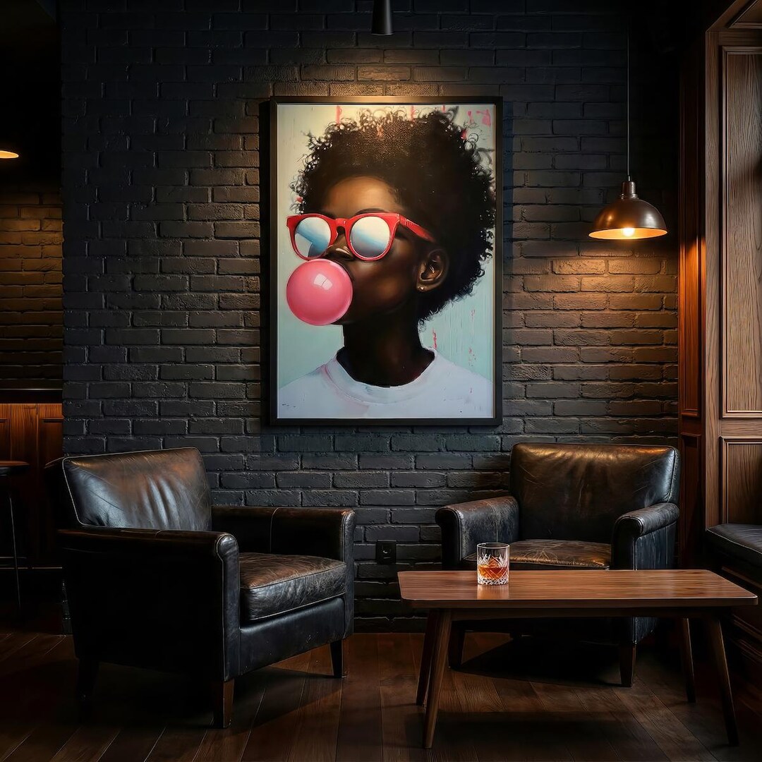 African American Bubble Gum Wall Art, Bold Colors (living Room or ...