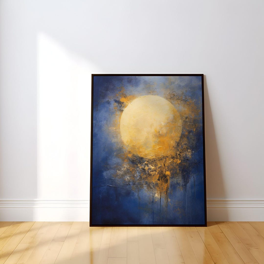 Impressionist Moonlight: Abstract Lunar Elegance, Modern Moon Art, Blue ...