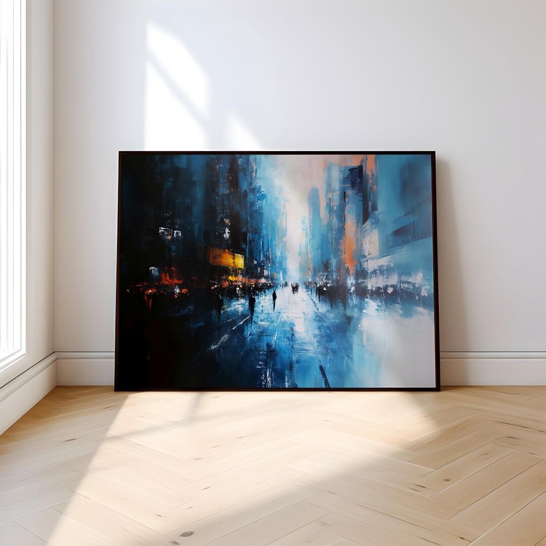Persian Blue Cityscape Painting - Temporal Impressionism Wall Art ...
