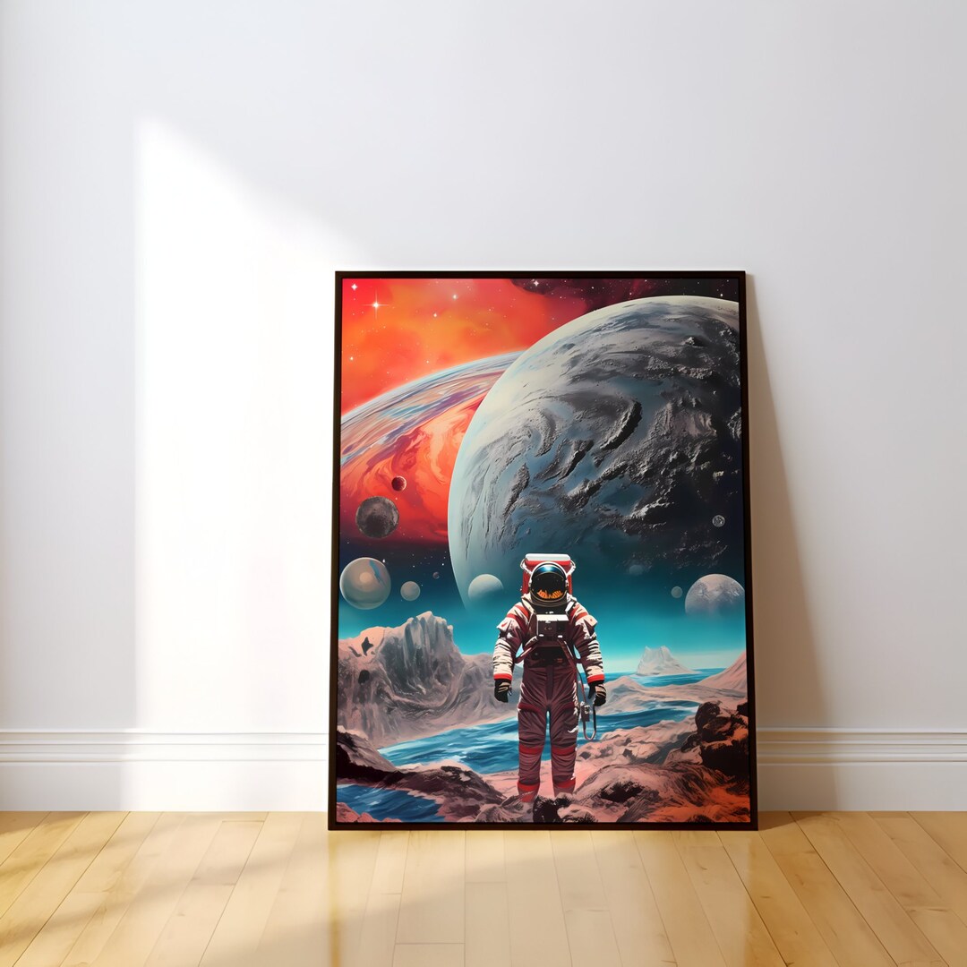 Cosmic Wanderer: Retro Sci-fi Astronaut Collage | Surreal Alien Planet ...