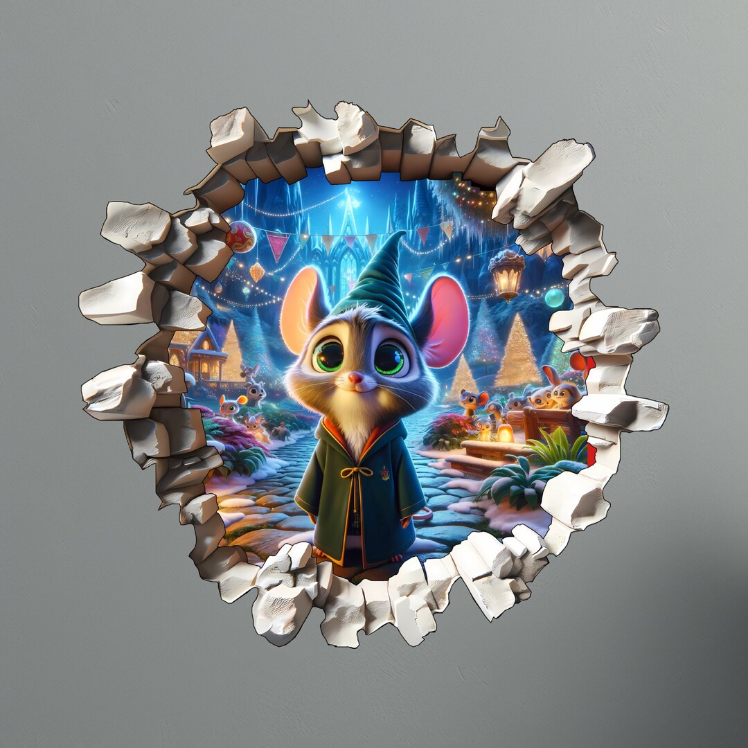 Magical Wizard Mouse Hole Decal Whimsical Mouse in a Magical Land ...