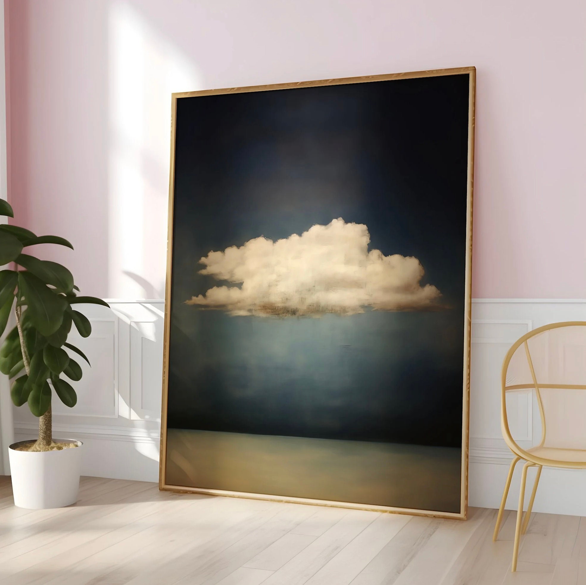 Vintage Moody Clouds: Minimalist Art, Wall Canvas, Wall Art, Illustrations, Minimalist Art ...