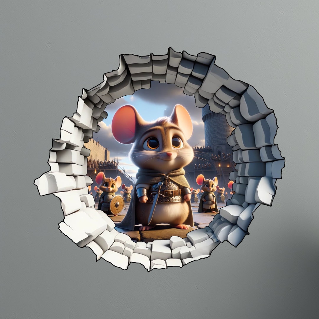Mouse Hole Decal, Cute Mouse Warrior Sticker, Funny Mouse Decal, Mouse ...
