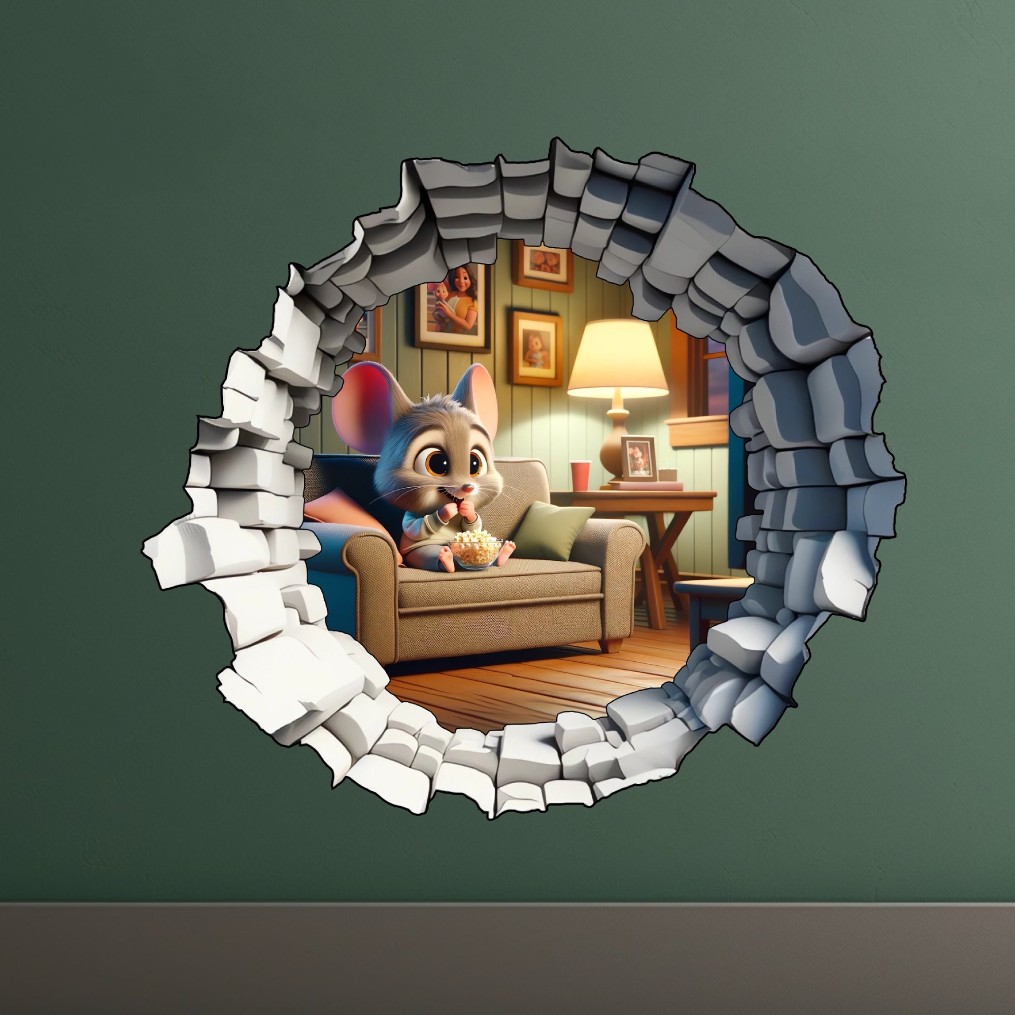 Mouse Hole Decal, Cute Mouse Watching TV, Mouse Decal, Computer Decor ...