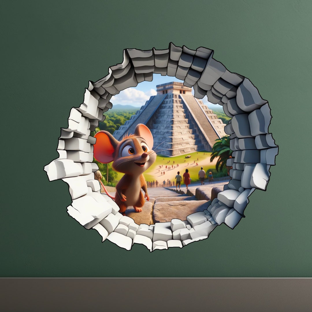 Mouse Hole Decal, Cute Mouse in Mexico Sticker, Custom Name Decal ...