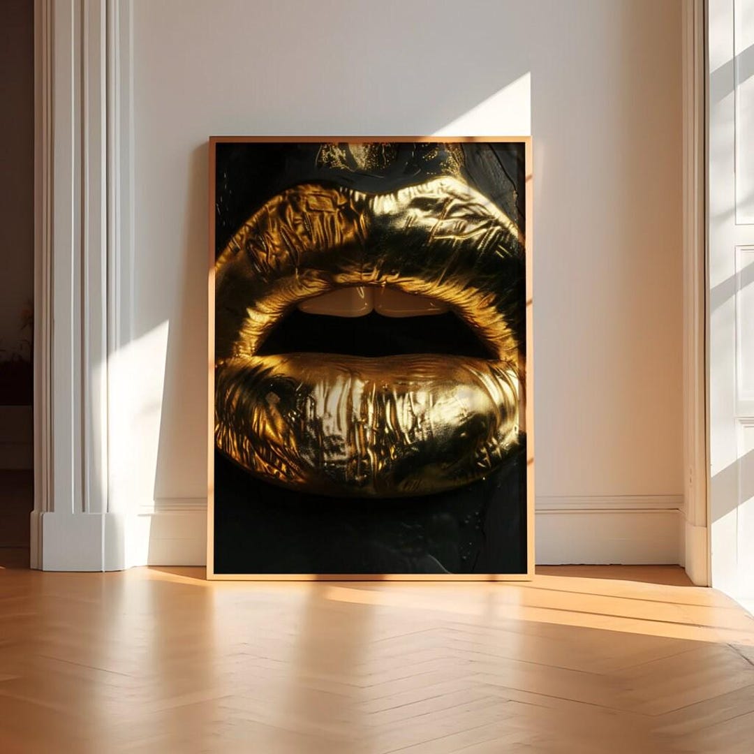 The Oracle: Metallic Gold Lips Art Print | Edgy, Glamorous & Modern ...