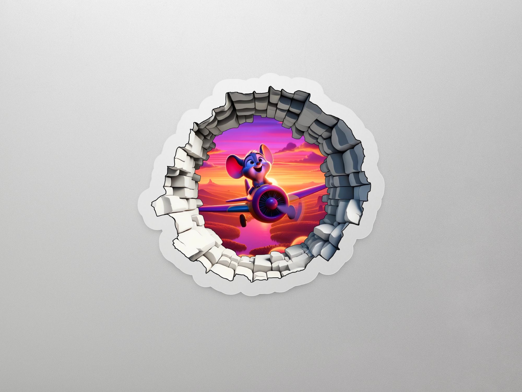 Mouse Hole Decal, Cute Mouse Flying Airplane, Mouse Decal, Custom Vinyl ...