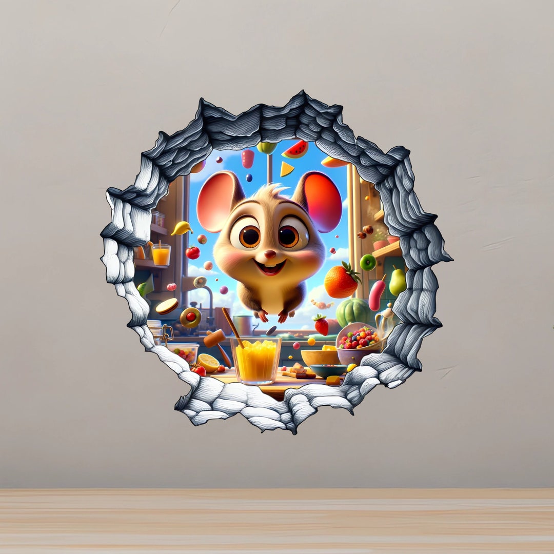 Cute Mouse Hole Decal, Mouse Sticker, Foodie Mouse, Decal, Vinyl Decor ...