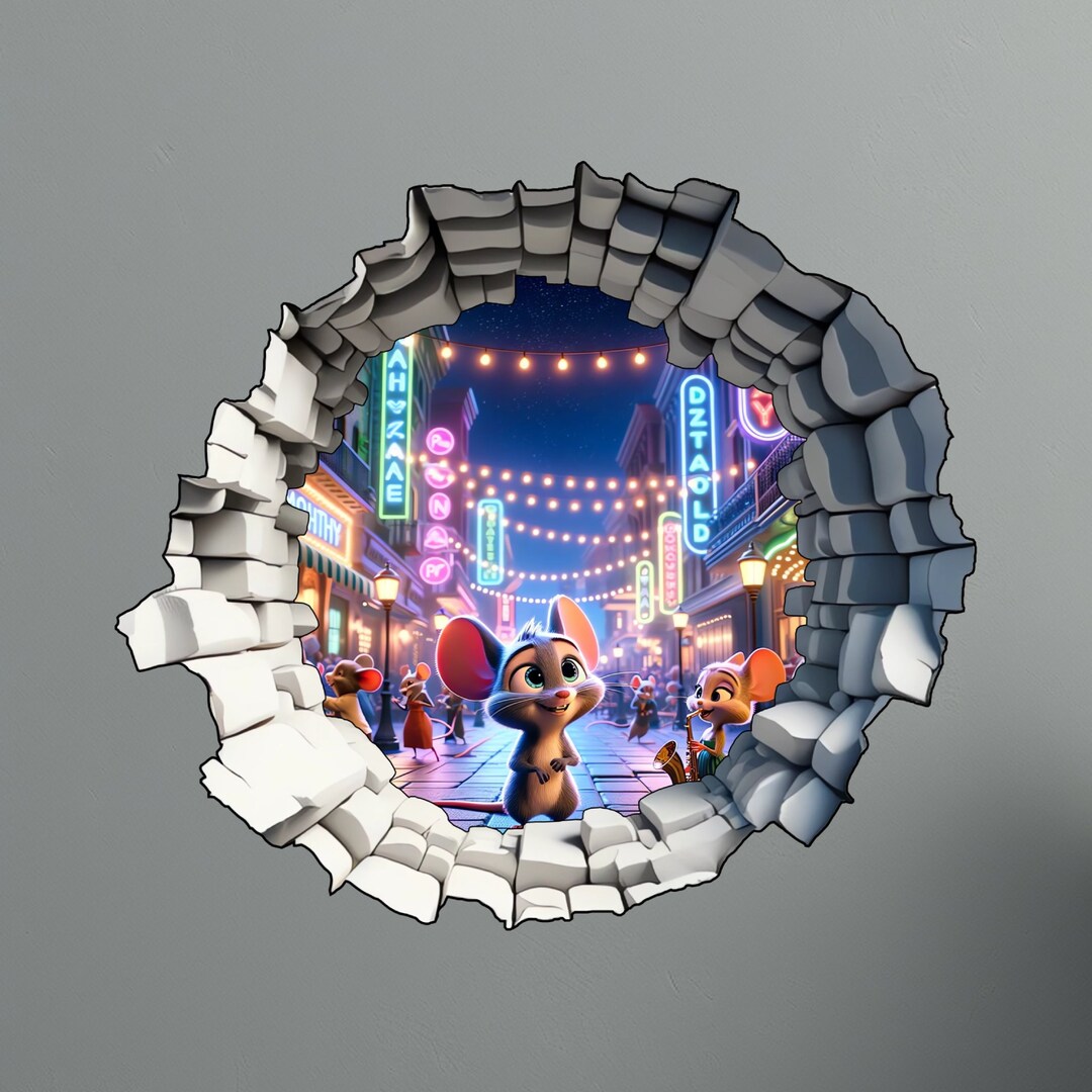 Mouse Hole Decal, Cute Mouse in Japan, Japanese Sticker, Computer Decal ...